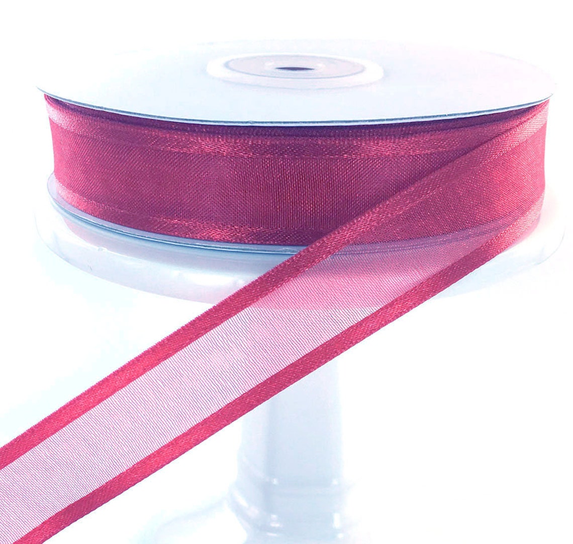 Burgundy 7/8 Satin Edge Organza Ribbon 25 yards | Etsy