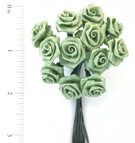 144 Sage Moss Green 1/2 Ribbon Rose Craft Flowers | Etsy