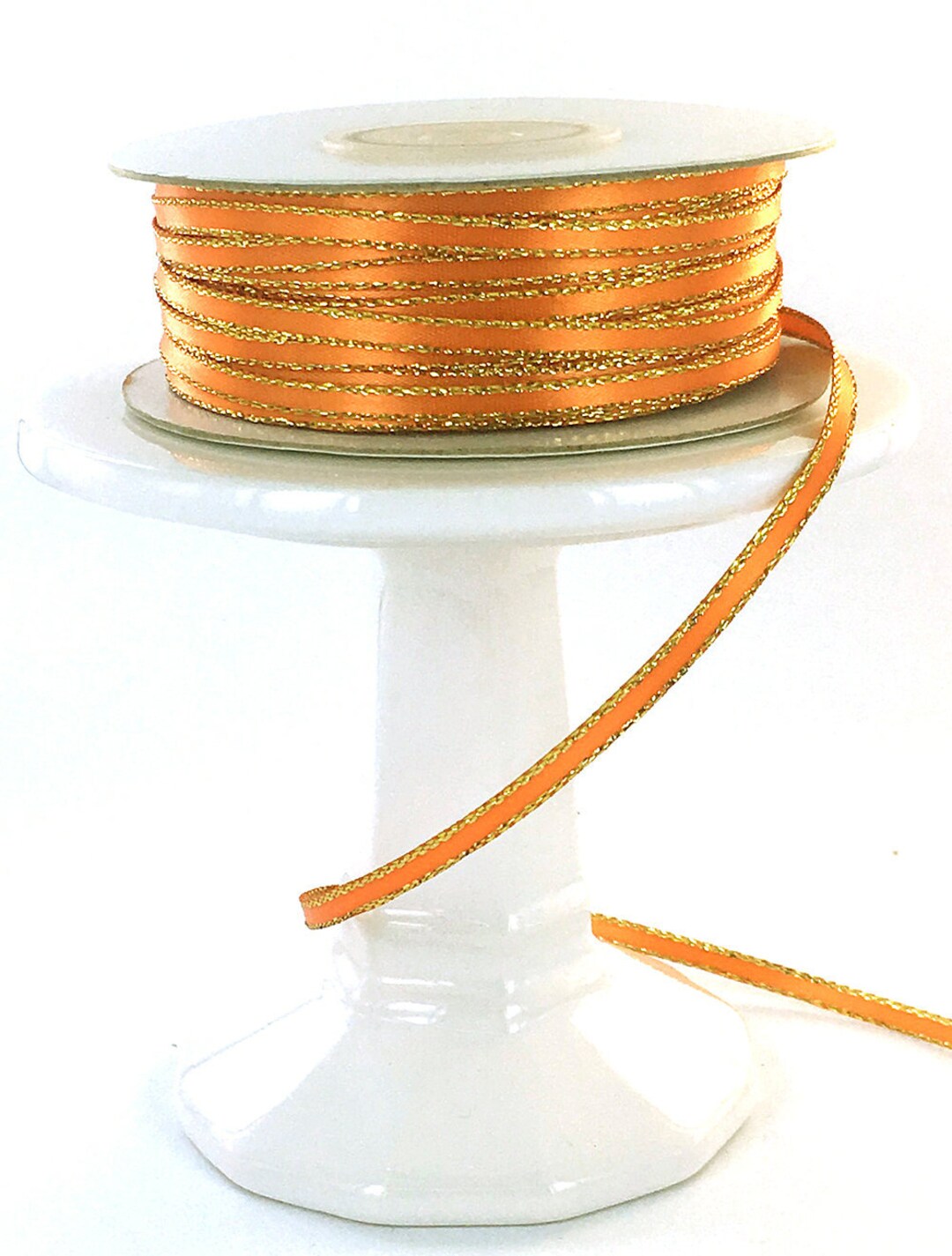 50 Yds Orange Gold Metallic Edge 1/8 Satin Ribbon - Etsy