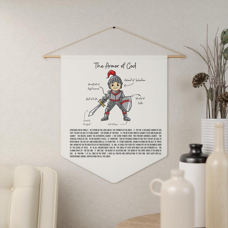 Armor of God Pennant Banner | Christian Wall Art for Kids | Faith-based ...
