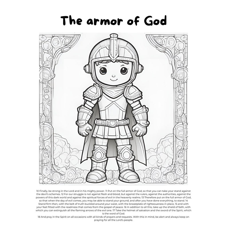 Armor of God Coloring Page for Kids | Printable Bible Activity ...