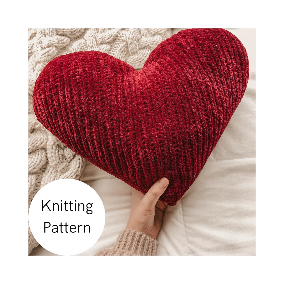 HEART PILLOW PATTERN | Knitting Pattern, Heart Plushie Pillow, Knitted ...
