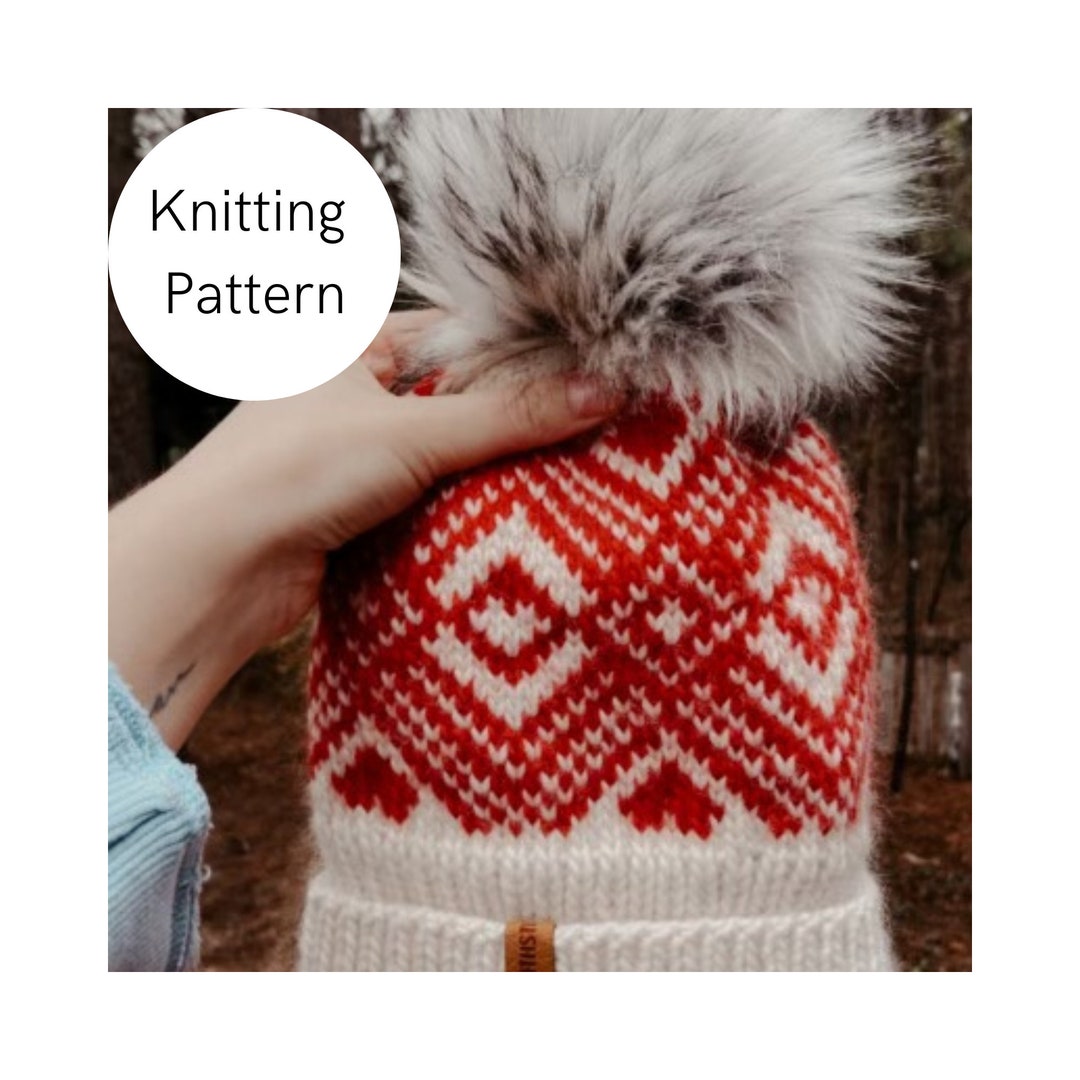 Electric Hearts Beanie Knitting Pattern: Colorwork Winter Hat (PDF ...