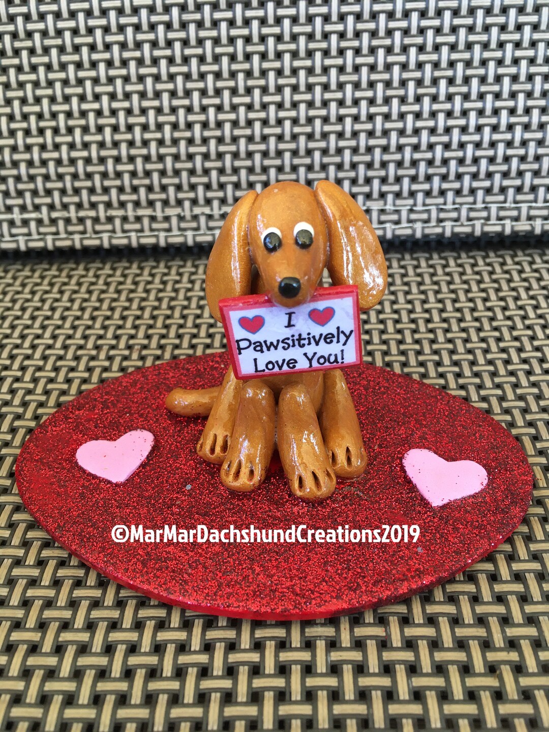 I Pawsitively Love You! Red Dachshund Doxie Figurine - Etsy