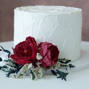 Red Cake Topper Dried Flower Cake Topper-party Cake Topper-wedding Cake ...
