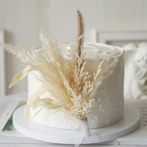 Cake Topper White Dried Flower Cake Topper-party Cake Topper-wedding ...