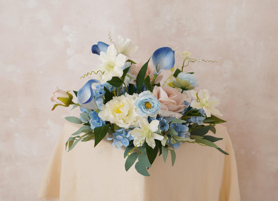 Light Blue Wedding Flower Centrepiece,artificial Table Decor,wedding ...