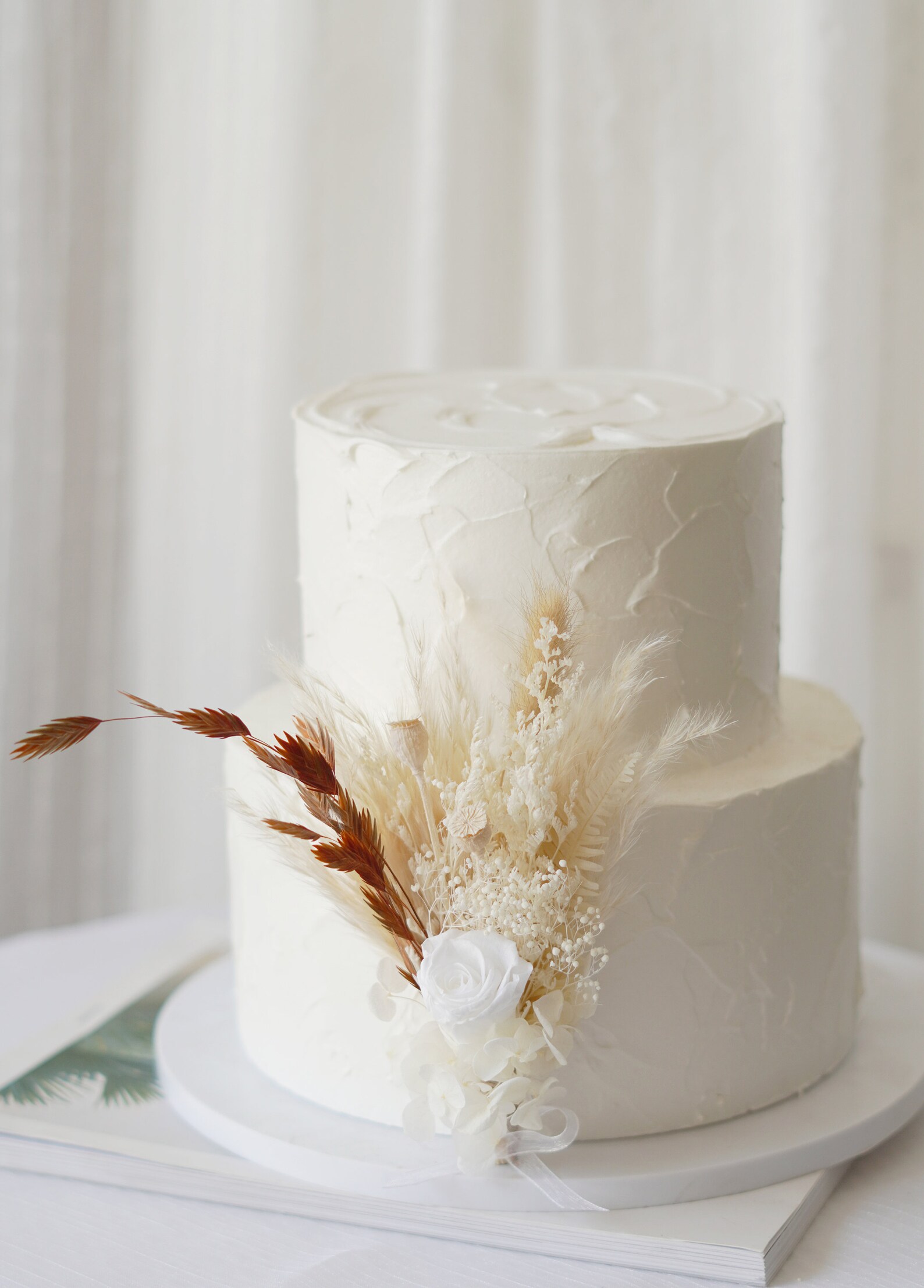 Cake Topper-white Dried Flower Cake Topper-party Cake Topper-wedding ...