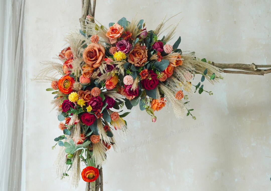 Dusty Wedding Archway Flower,rust Orange Wedding Corner Swag,swag for ...