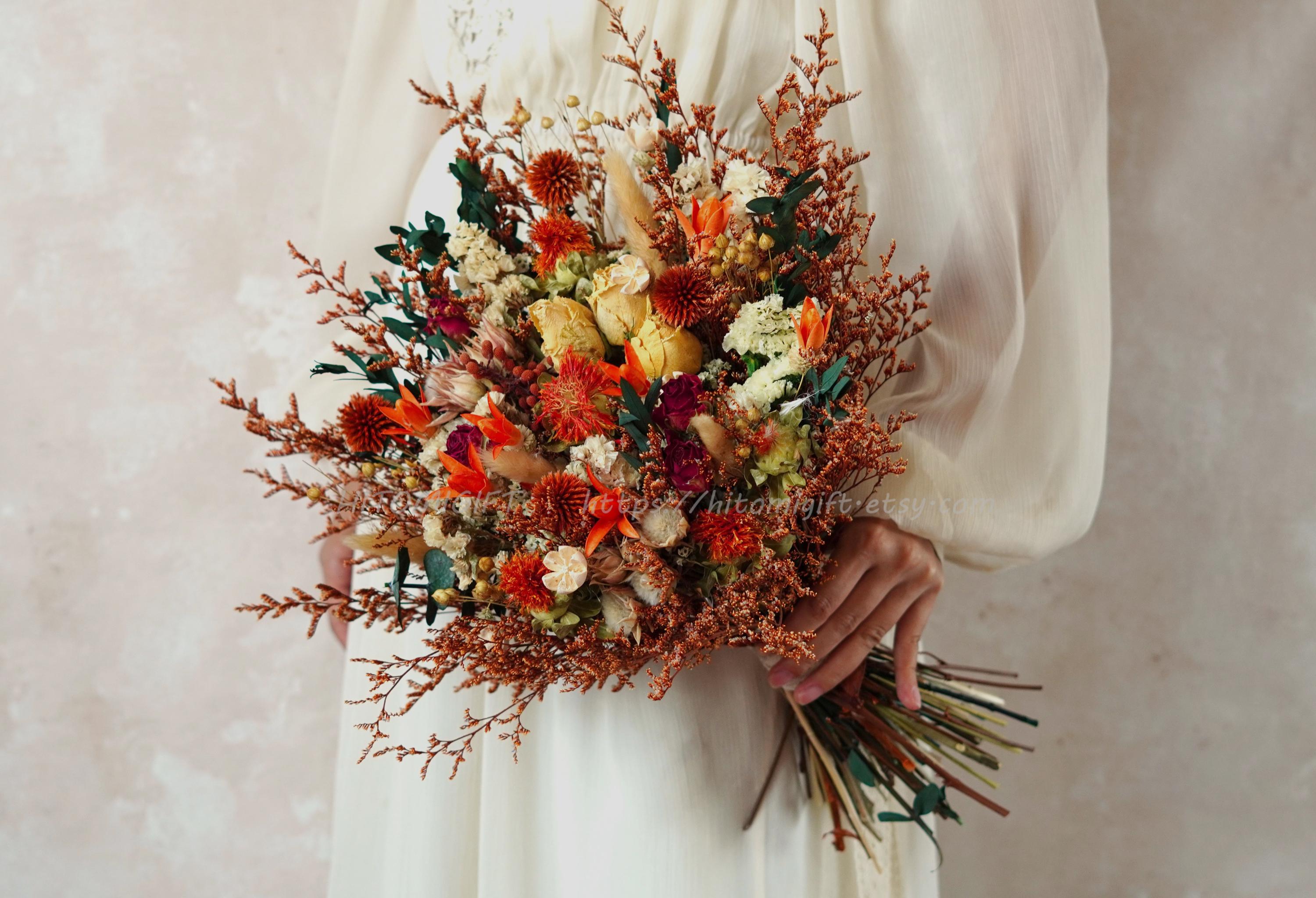 Rust Bridal Bouquet,burnt Orange Wedding Bouquet,bridal Bouquet ...