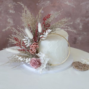 Pink Wreath Cake Topper Pink Rose Flower Cake Topper-party Cake Topper ...