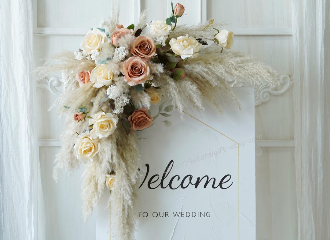 Silk Flower Sign,ceremony Sign,boho Wedding Arrangement,welcome Sign ...
