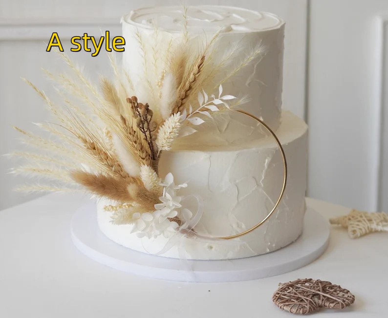 Wreath Cake Topper Boho Dried Flower Cake Topper-party Cake Topper ...