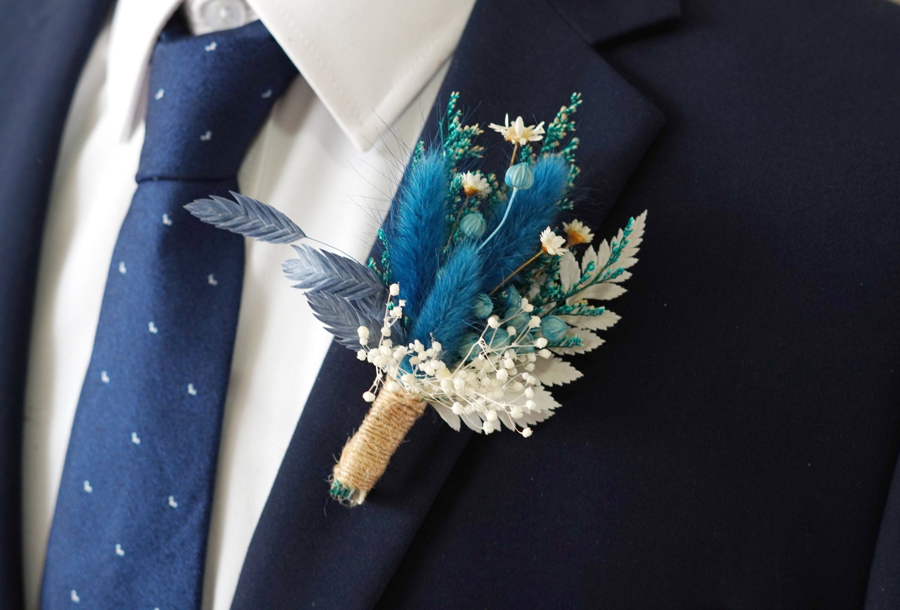 Dusty Blue Boutonniere,wedding Boutonnieres Groom,baby Blue Buttonhole ...