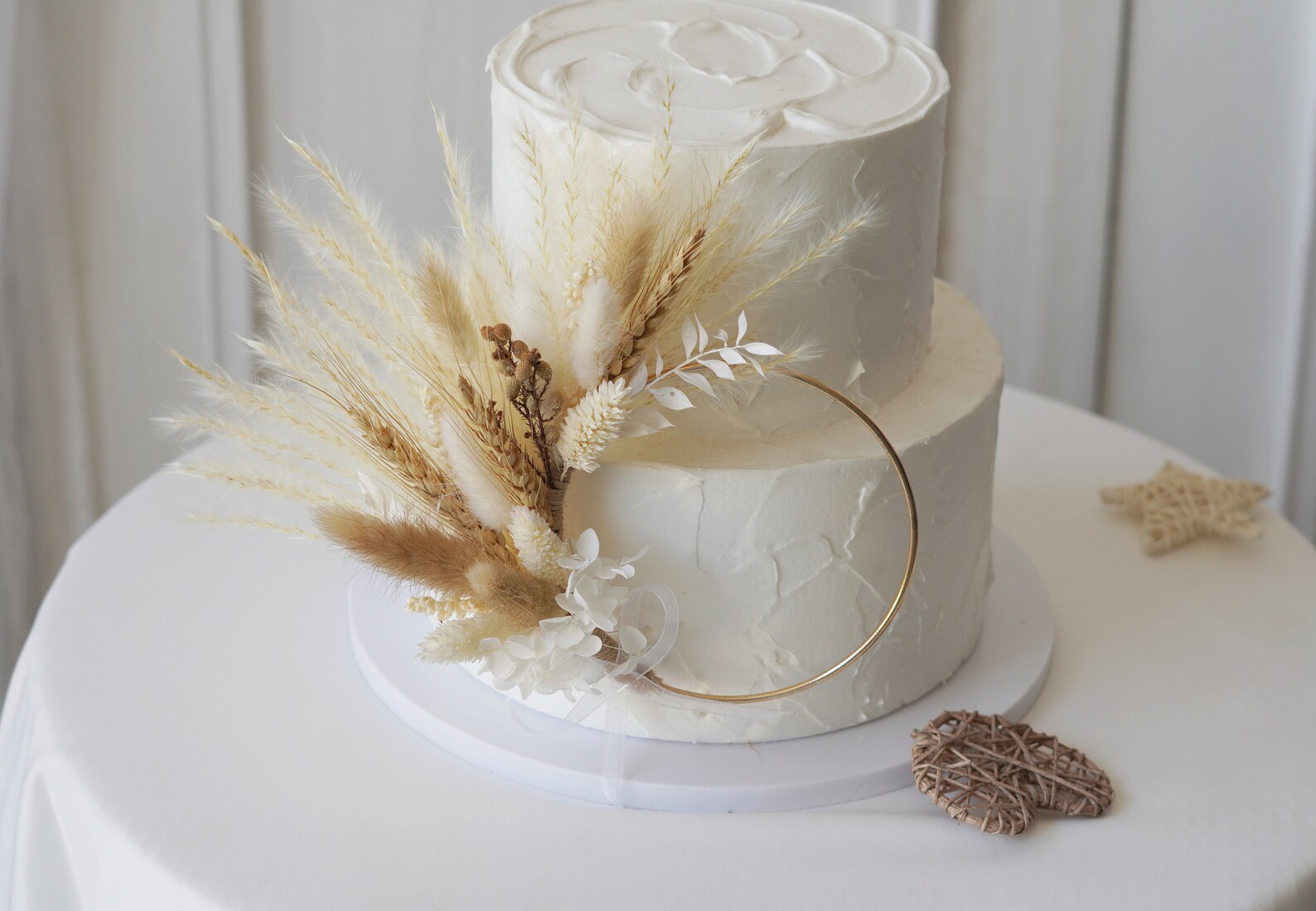 Wreath Cake Topper Boho Dried Flower Cake Topper-party Cake Topper ...