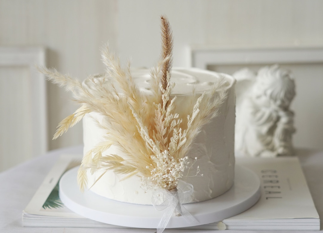 Cake Topper - White Dried Flower Cake Topper-party Cake Topper-wedding ...