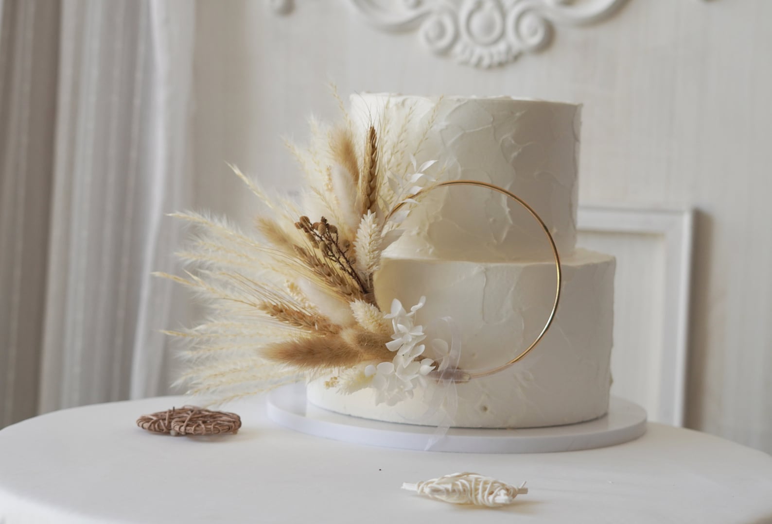 Wreath Cake Topper Boho Dried Flower Cake Topper-party Cake Topper ...