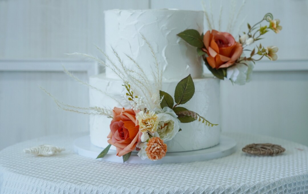 Orange Cake Topper Dried Flower Cake Topper-party Cake Topper-wedding ...