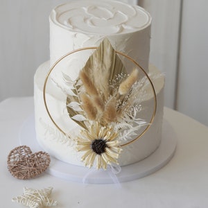 Wreath Cake Topper - Boho Dried Flower Cake Topper-party Cake Topper ...