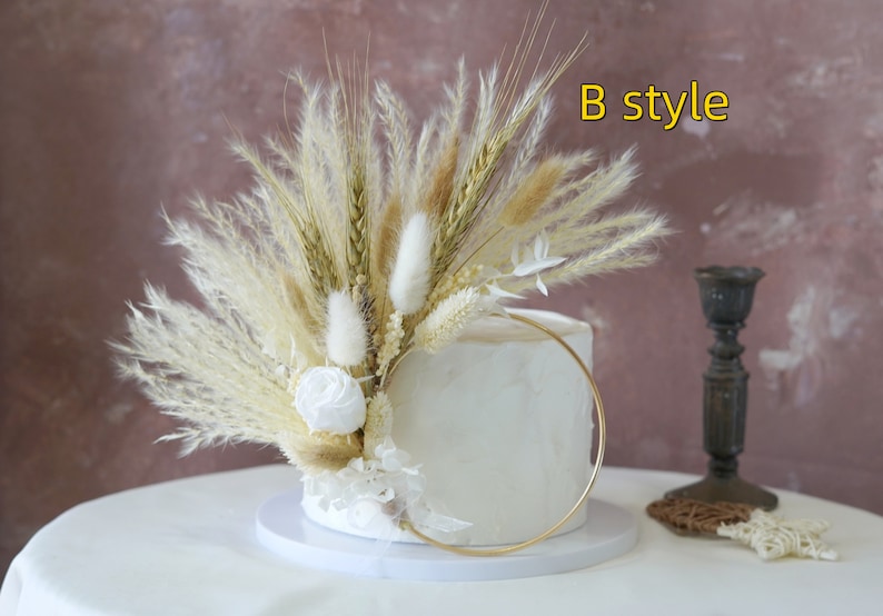 Wreath Cake Topper Boho Dried Flower Cake Topper-party Cake - Etsy