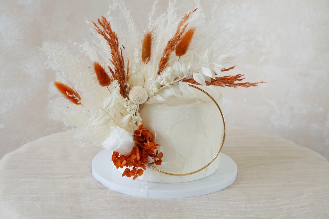 Burnt Orange Wreath Cake Topper - Orange Flower Cake Topper - Party ...