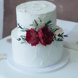 Red Cake Topper Dried Flower Cake Topper-party Cake Topper-wedding Cake ...