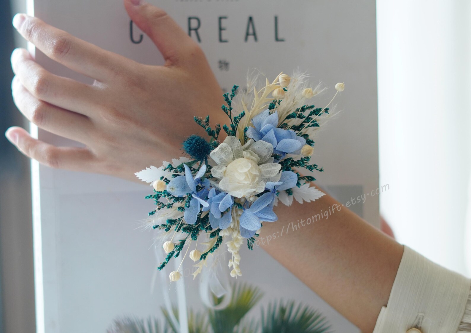 Blue Wrist Corsage/bridal Wrist Flower/bridesmaid Wrist Flower/lady ...