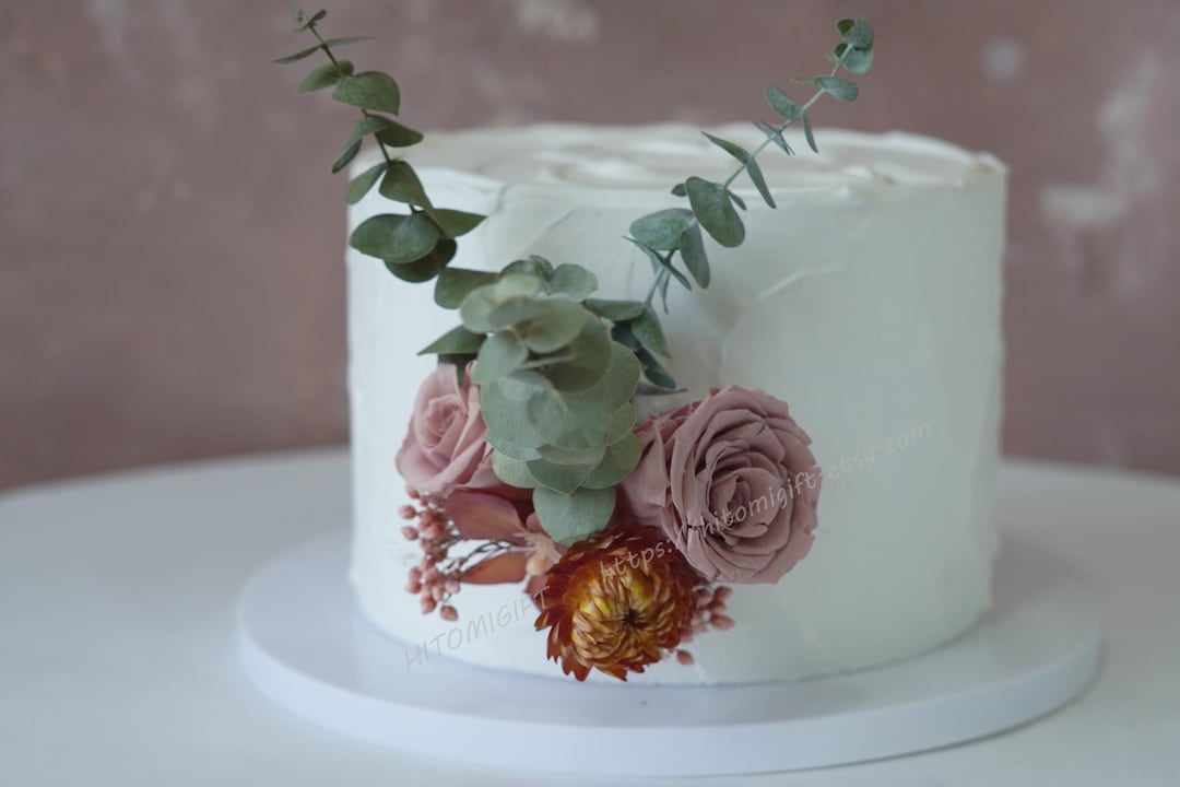 Pink Cake Topper-birthday Cake Topper-pink Dried Flower Cake Topper ...