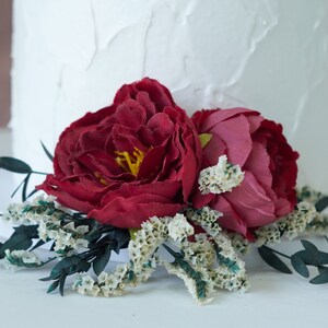 Red Cake Topper Dried Flower Cake Topper-party Cake Topper-wedding Cake ...
