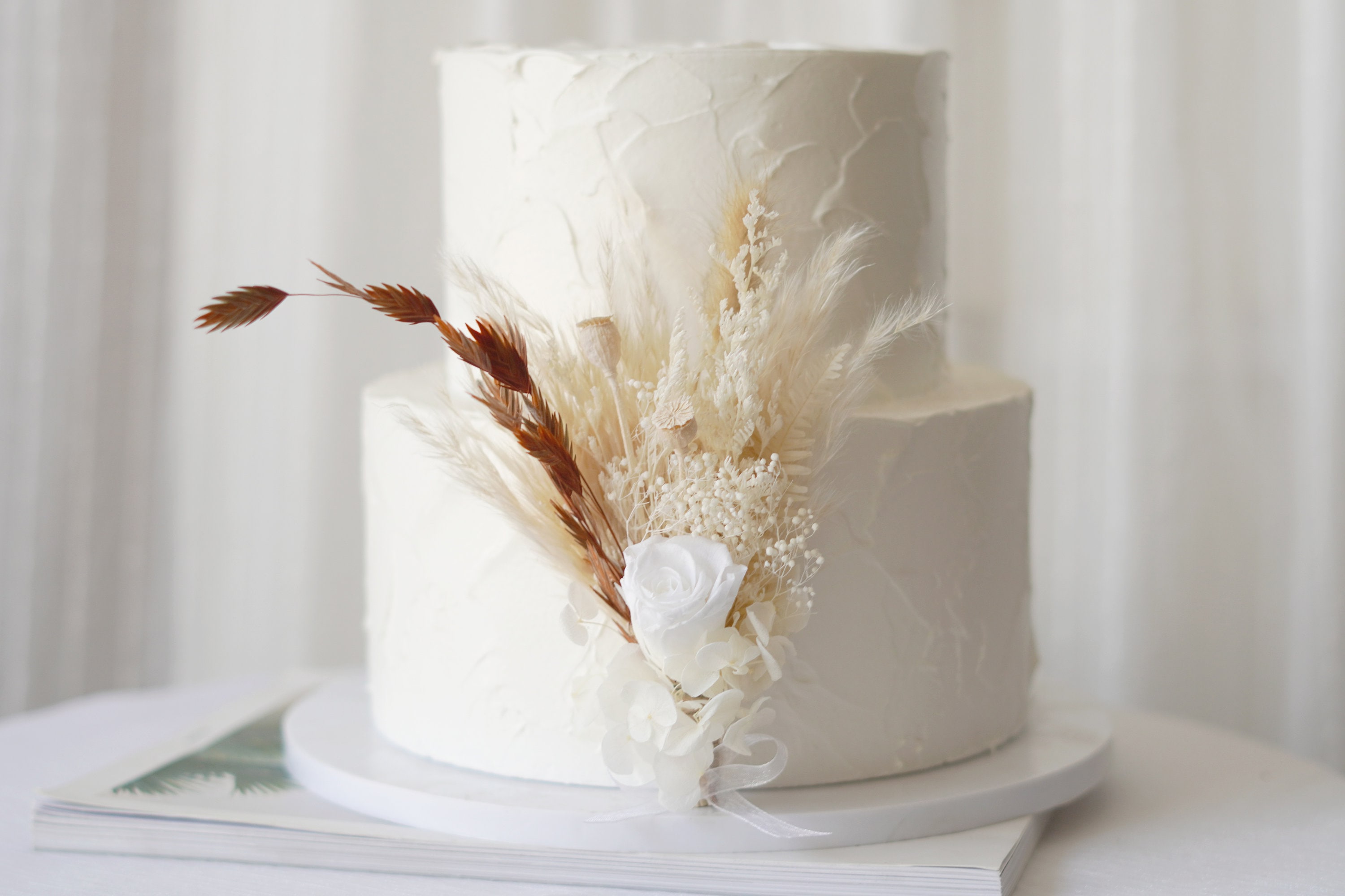 Cake Topper-white Dried Flower Cake Topper-party Cake Topper-wedding ...