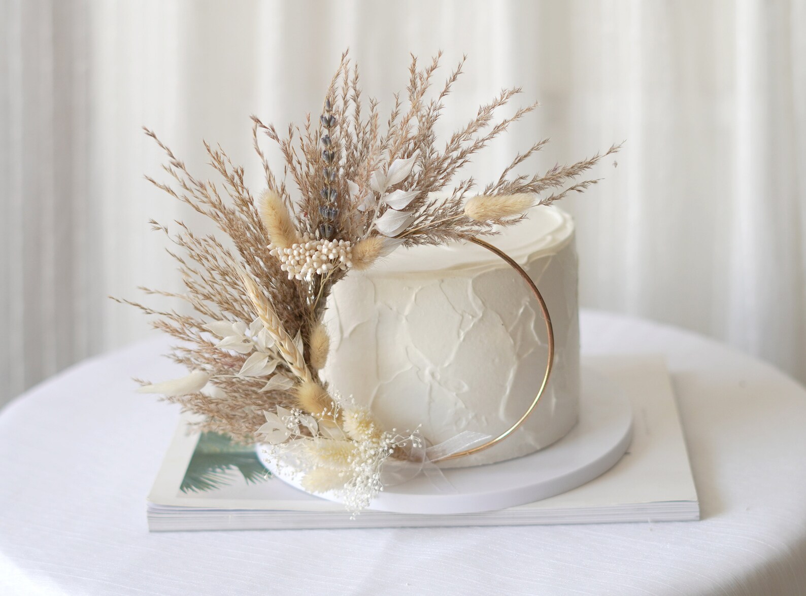 Wreath Cake Topper - Boho Dried Flower Cake Topper-party Cake Topper ...