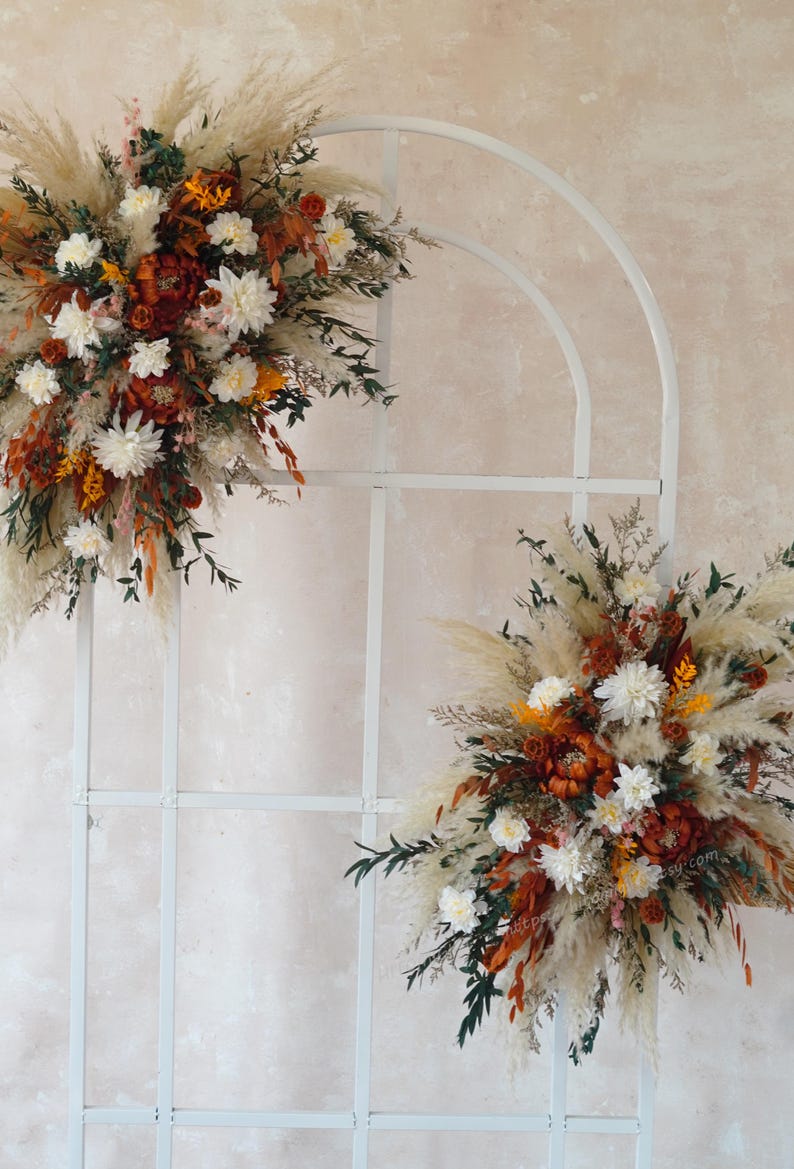Autumn Wedding Arch Flower,rusty Orange Autumn Arch Flowers,pampas ...