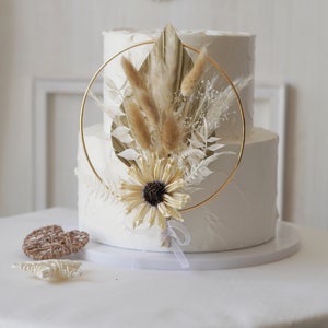 Wreath Cake Topper - Boho Dried Flower Cake Topper-party Cake Topper ...