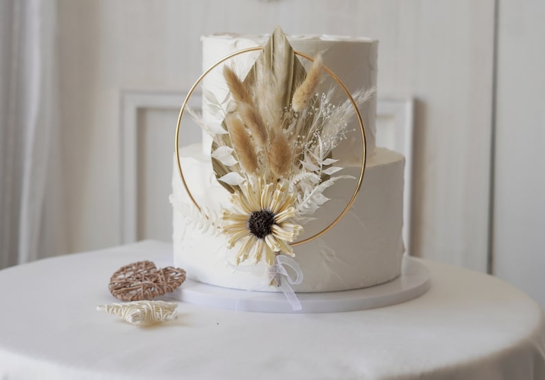Wreath Cake Topper - Boho Dried Flower Cake Topper-party Cake Topper ...