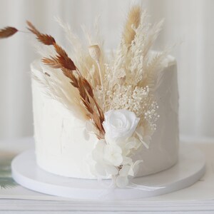 Cake Topper-white Dried Flower Cake Topper-party Cake Topper-wedding ...