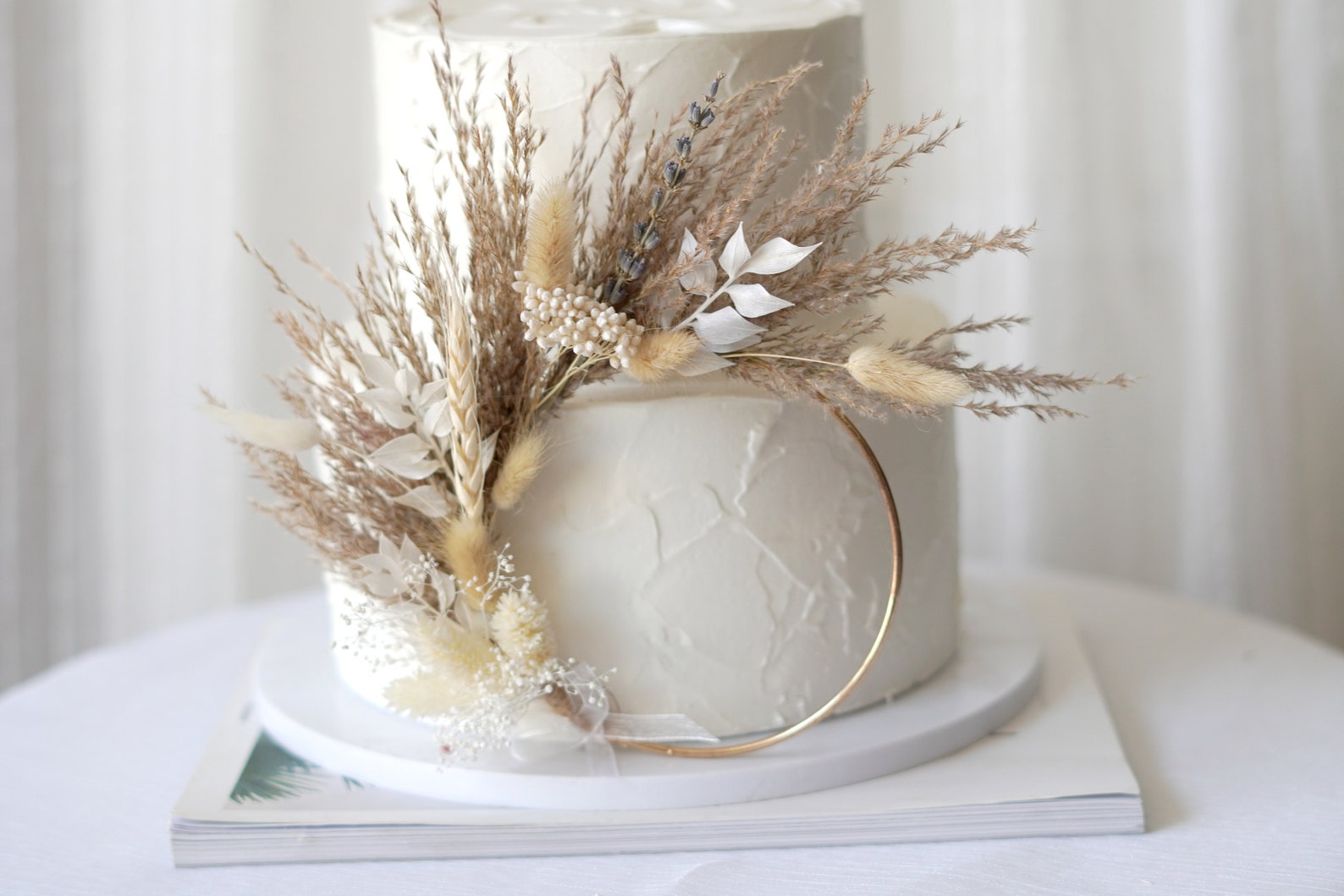 Wreath Cake Topper - Boho Dried Flower Cake Topper-party Cake Topper ...