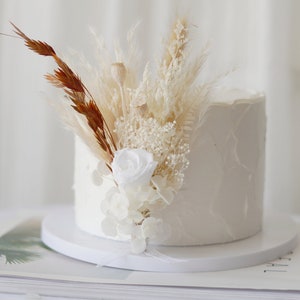 Cake Topper-white Dried Flower Cake Topper-party Cake Topper-wedding ...