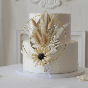 Wreath Cake Topper - Boho Dried Flower Cake Topper-party Cake Topper ...