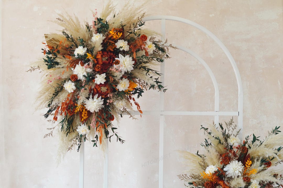 Autumn Wedding Arch Flower,rusty Orange Autumn Arch Flowers,pampas ...