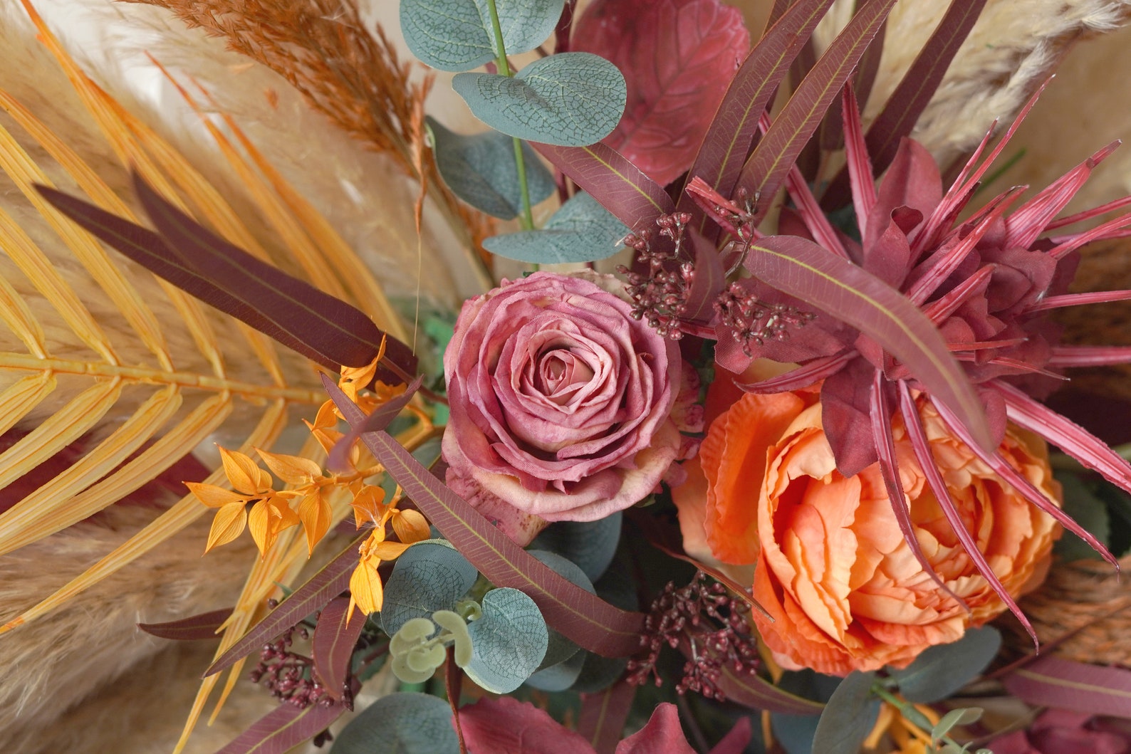 Dusty Wedding Archway Flower,rust Orange Wedding Corner Swag,swag for ...