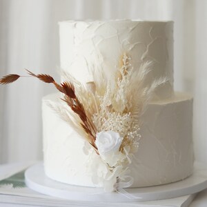 Cake Topper-white Dried Flower Cake Topper-party Cake Topper-wedding ...