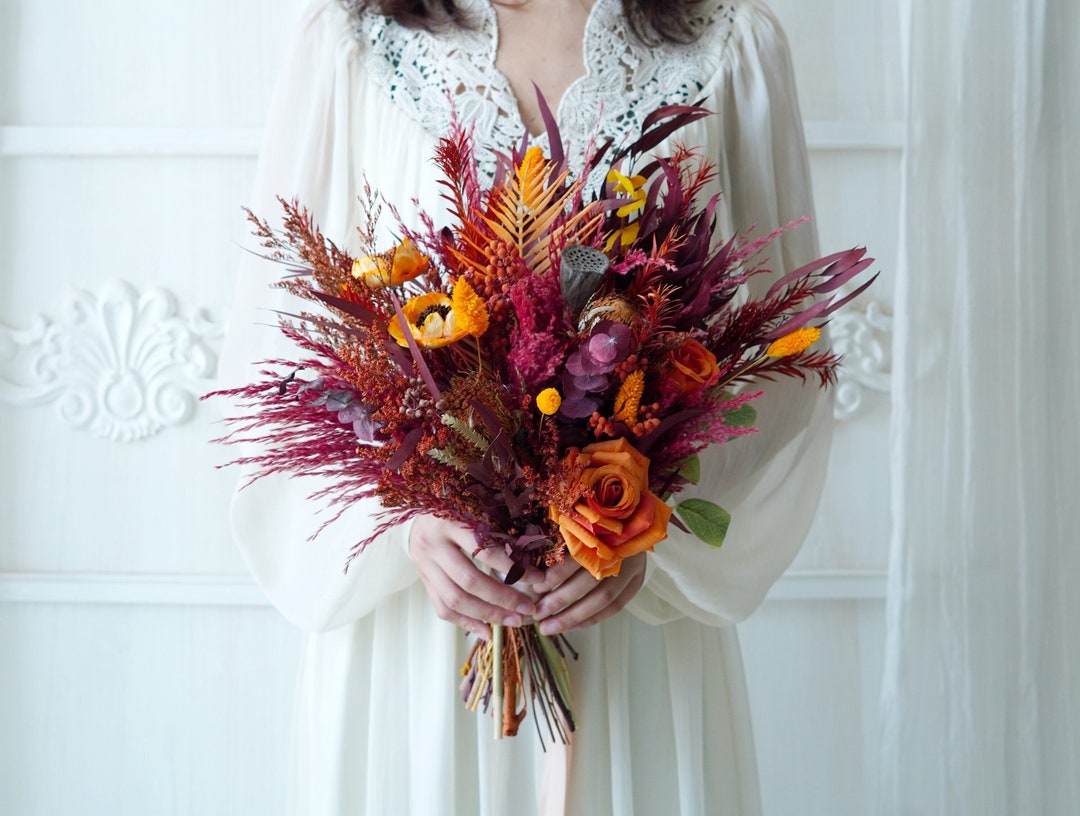 Rust Colored Wedding Bouquet,bridal Bouquet,dried Flower Bouquet,burnt ...