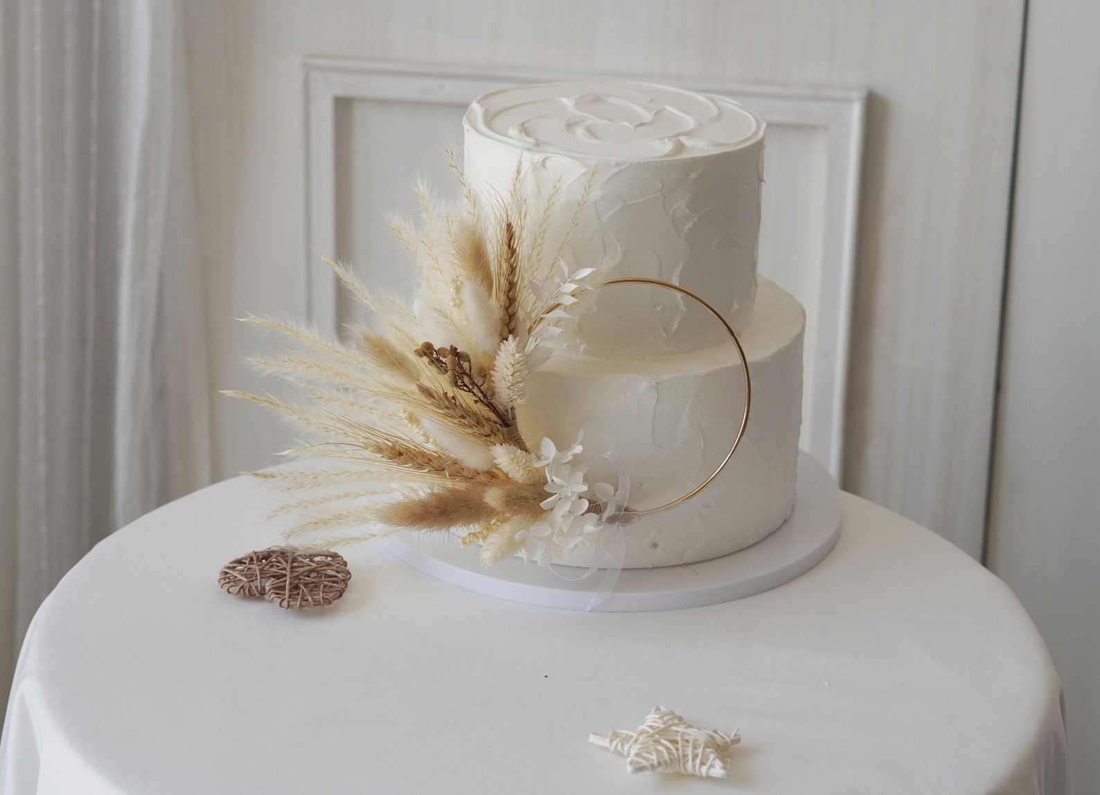 Wreath Cake Topper Boho Dried Flower Cake Topper-party Cake Topper ...