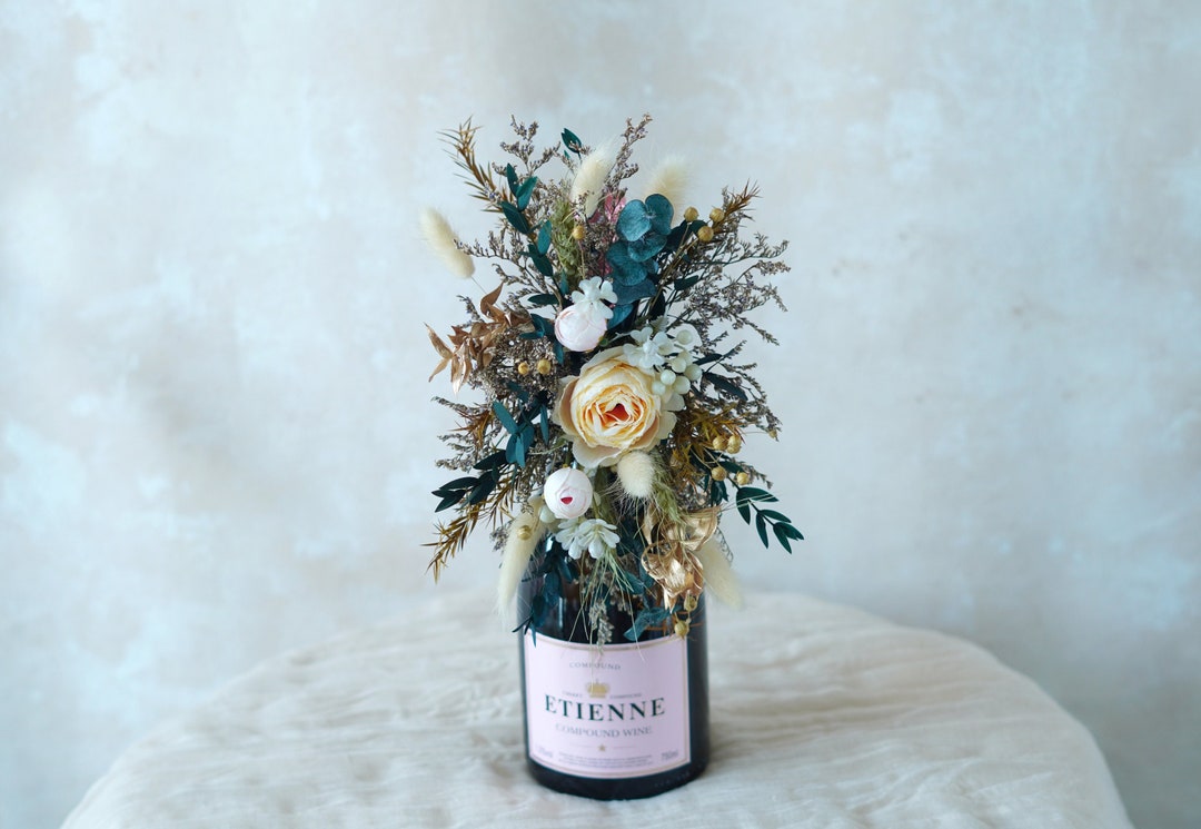 Bottle Bouquet,wine Bottle Bouquet,flower Arrangement for Wine Bottle ...