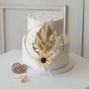 Wreath Cake Topper - Boho Dried Flower Cake Topper-party Cake Topper ...