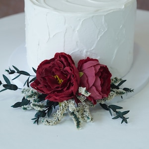 Red Cake Topper Dried Flower Cake Topper-party Cake Topper-wedding Cake ...