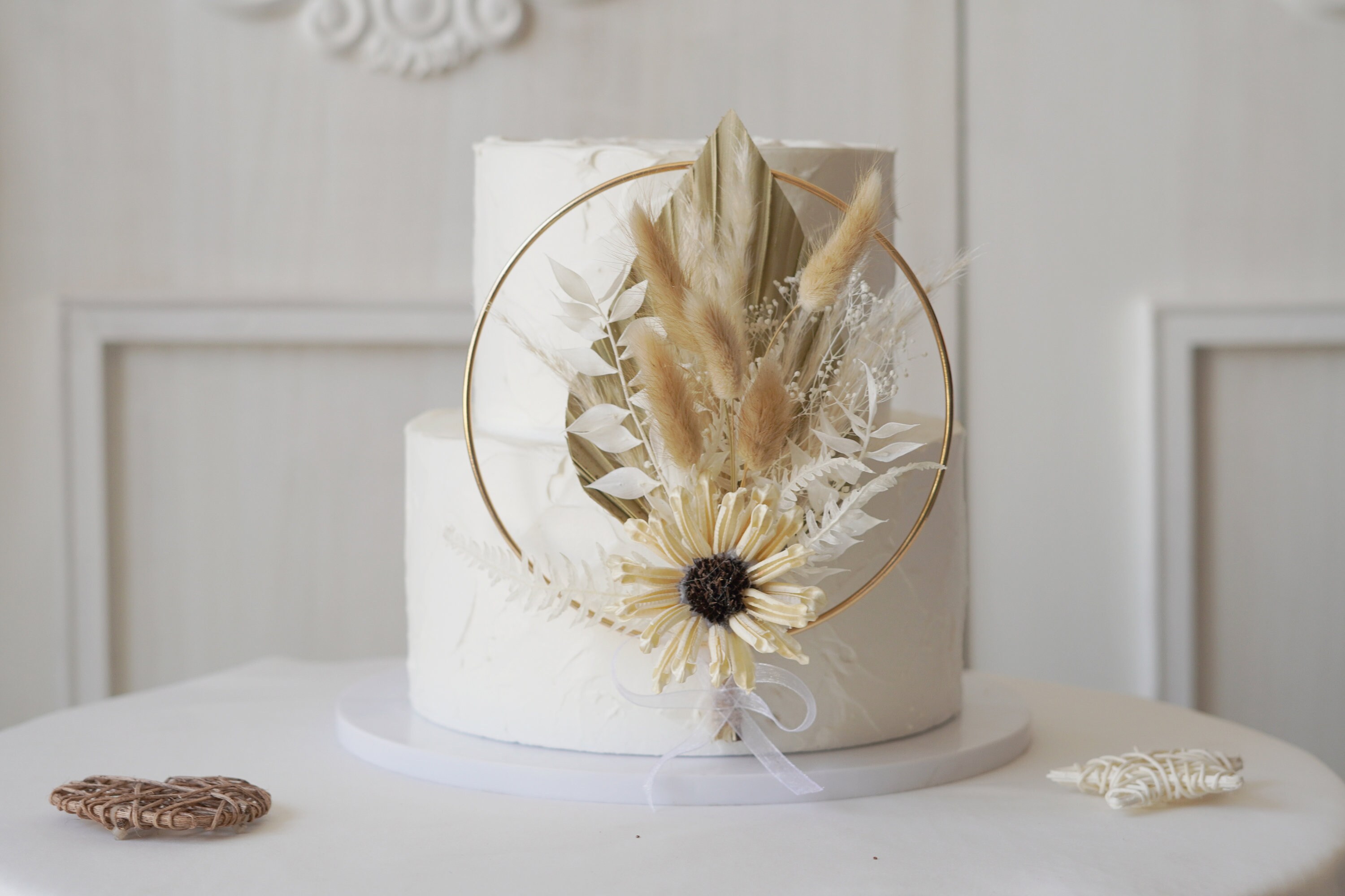 Wreath Cake Topper - Boho Dried Flower Cake Topper-party Cake Topper ...