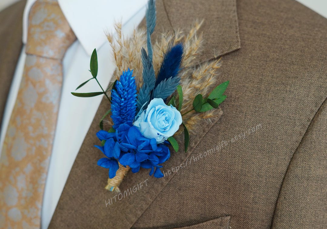 Baby Blue Buttonhole,blue Wedding,dusty Blue Boutonniere,wedding ...