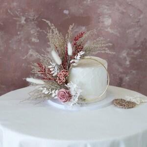 Pink Wreath Cake Topper Pink Rose Flower Cake Topper-party Cake Topper ...