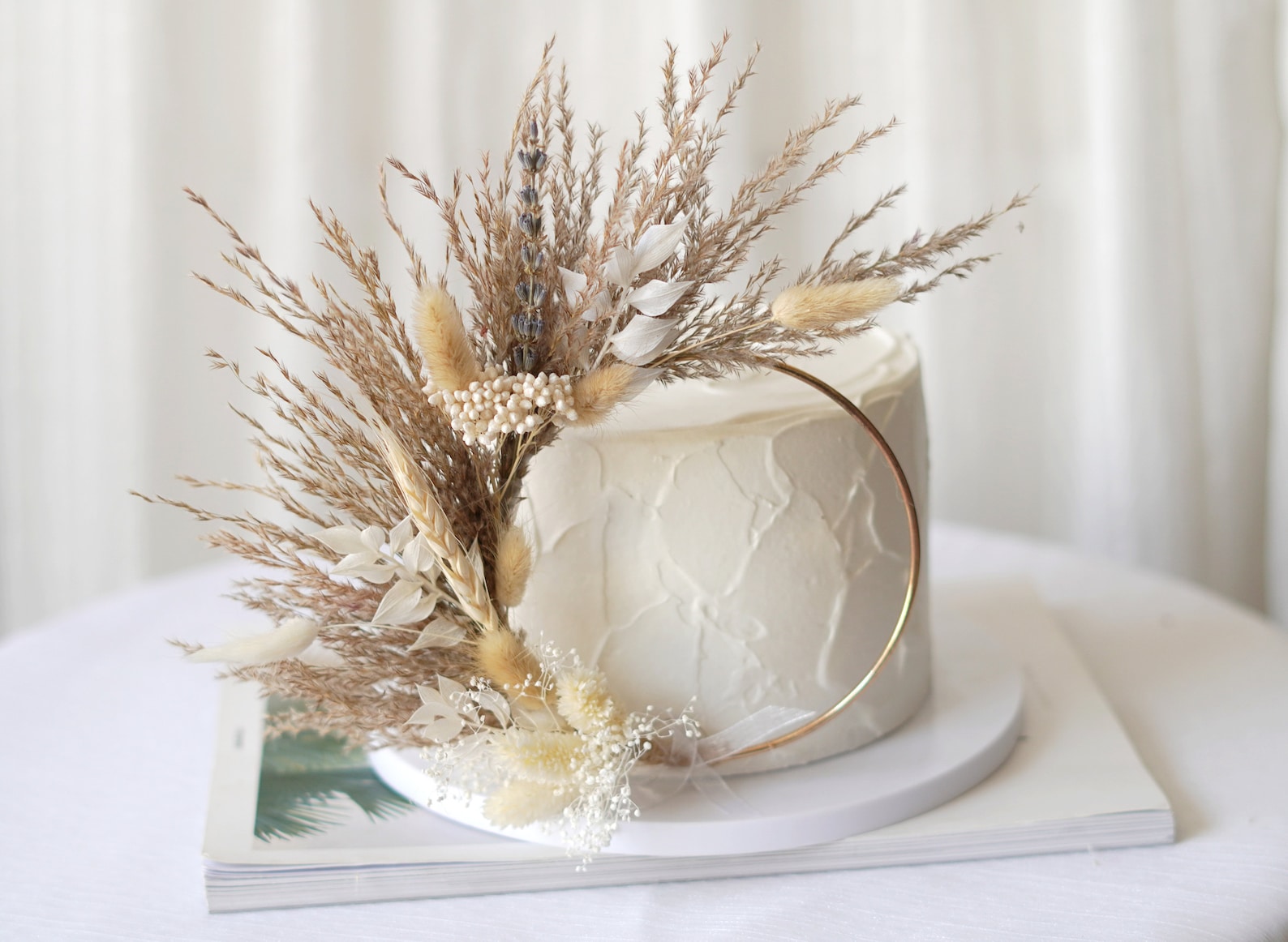 Wreath Cake Topper Boho Dried Flower Cake Topper-party Cake Topper ...